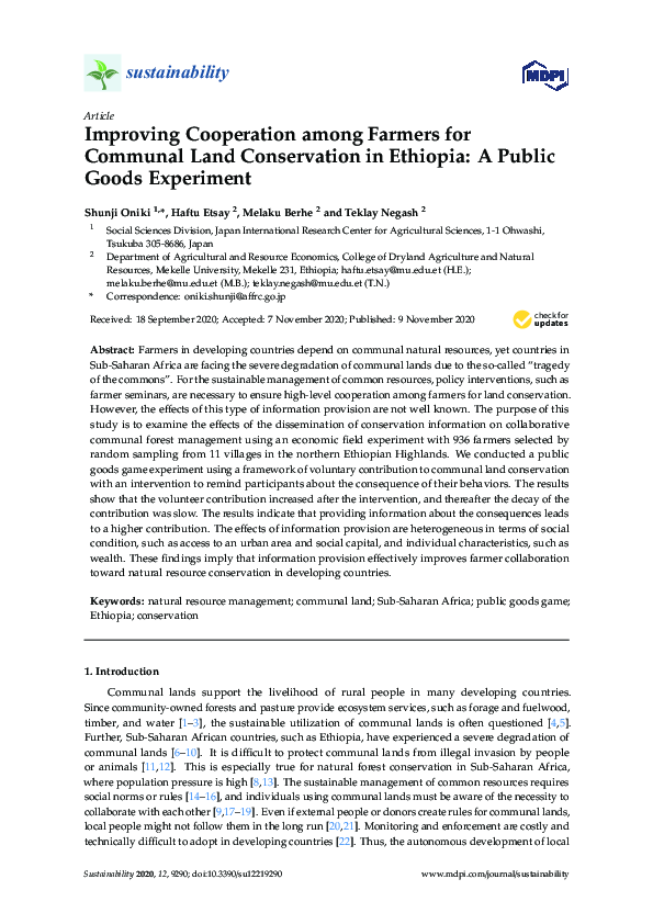 (PDF) Improving Cooperation among Farmers for Communal Land ...