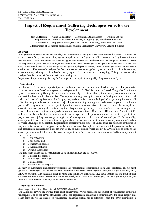 (PDF) Impact of Requirement Gathering Techniques on Software Development