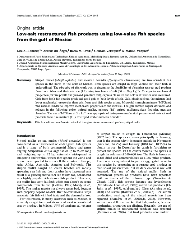 (PDF) Low-salt restructured fish products using low-value fish species ...