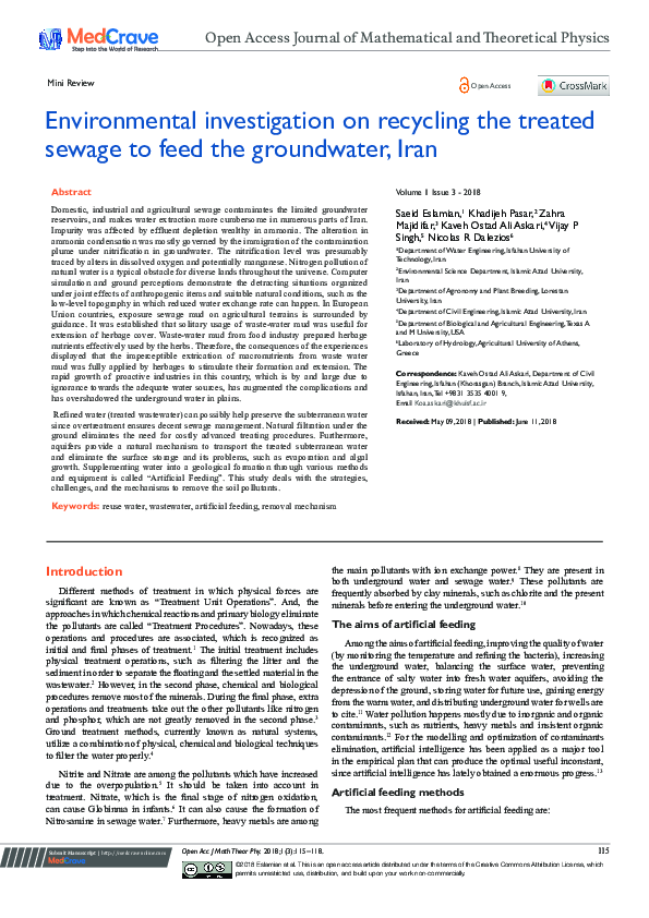 (PDF) Environmental investigation on recycling the treated sewage to ...