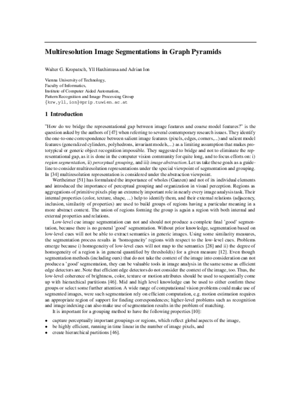 (PDF) Multiresolution Image Segmentations in Graph Pyramids