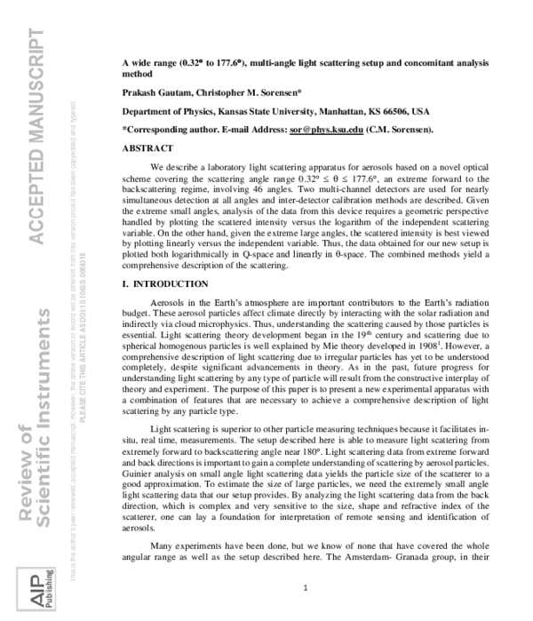 (PDF) A wide range (0.32°–177.6°), multi-angle light scattering setup ...