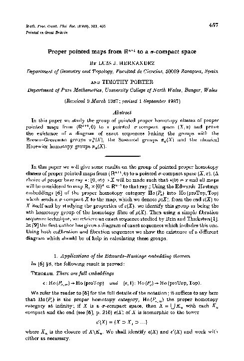 (PDF) Proper pointed maps from ℝn+1to a σ-compact space