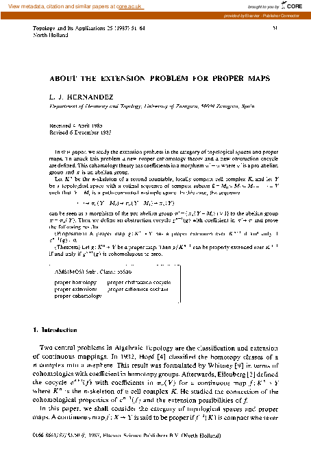 (PDF) About the extension problem for proper maps