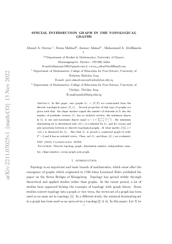 Special Intersection Graph in The Topological Graphs