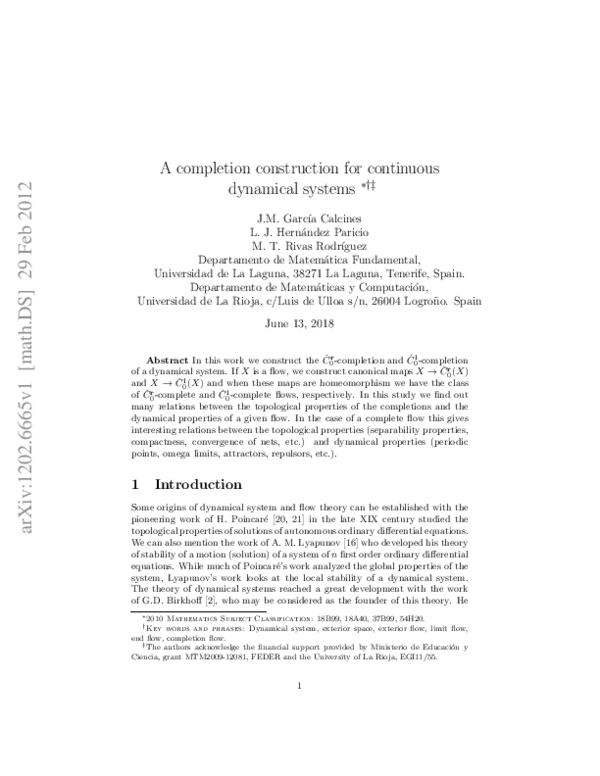 (PDF) A completion construction for continuous dynamical systems