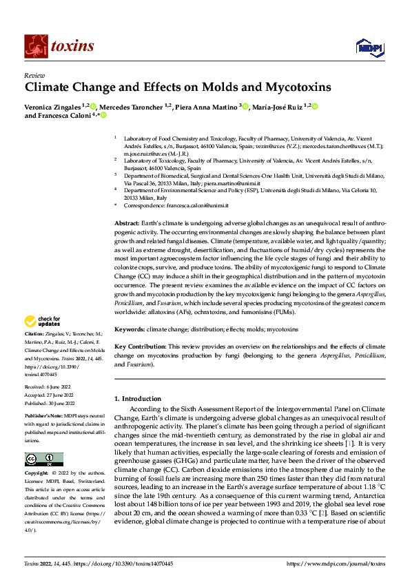 (PDF) Climate Change and Effects on Molds and Mycotoxins