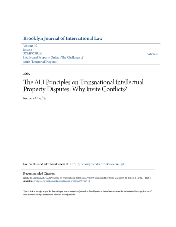 (PDF) The ALI Principles on Transnational Intellectual Property ...