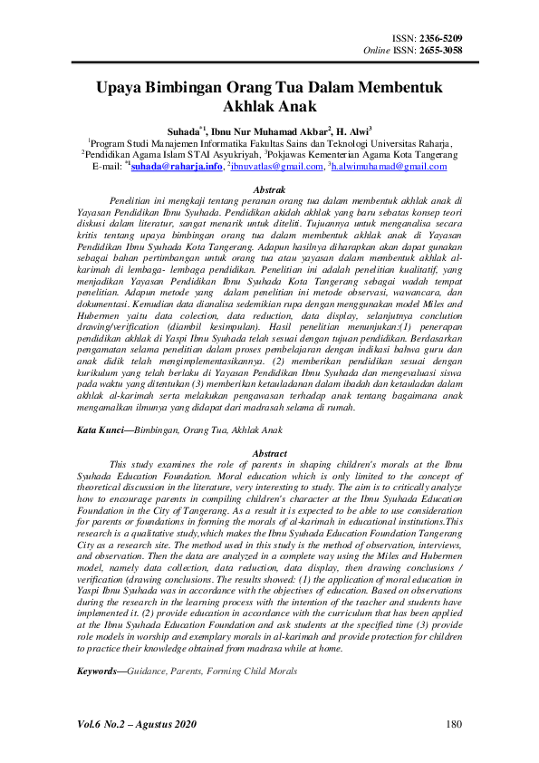 (PDF) Upaya Bimbingan Orang Tua Dalam Membentuk Akhlak Anak | Ibnu Akbar - Academia.edu