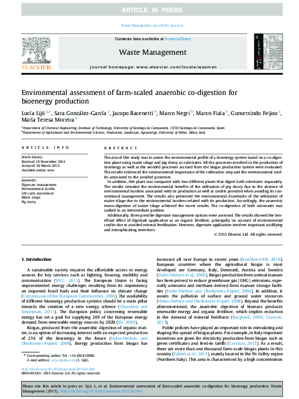 (PDF) Environmental assessment of farm-scaled anaerobic co-digestion ...