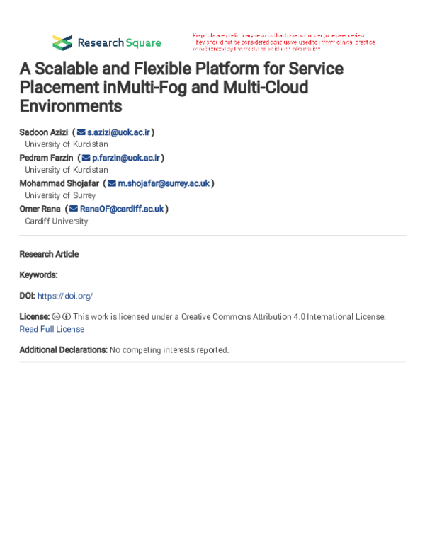 (PDF) A Scalable and Flexible Platform for Service Placement inMulti-Fog and Multi-Cloud ...