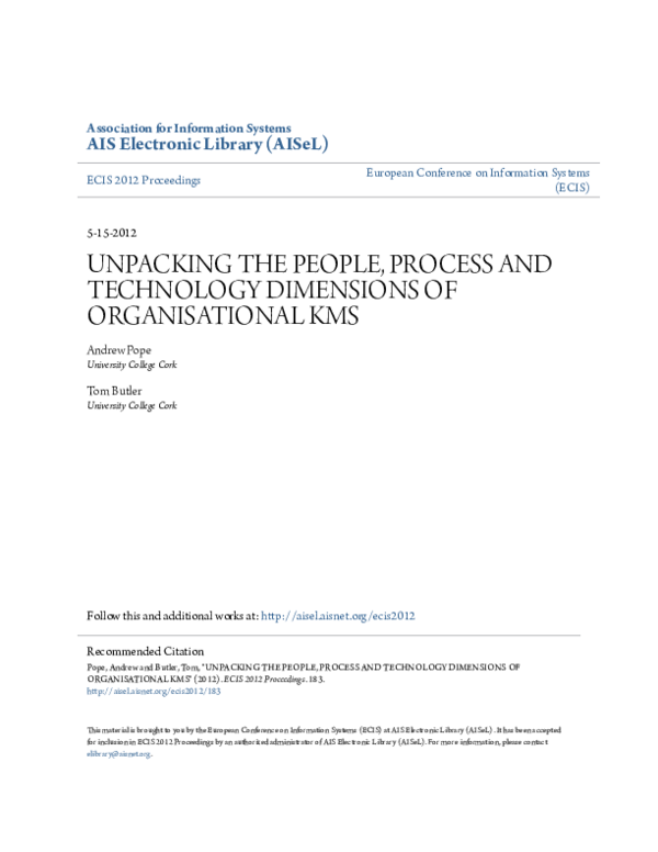 (PDF) Unpacking the People, Process and Technology Dimensions of ...