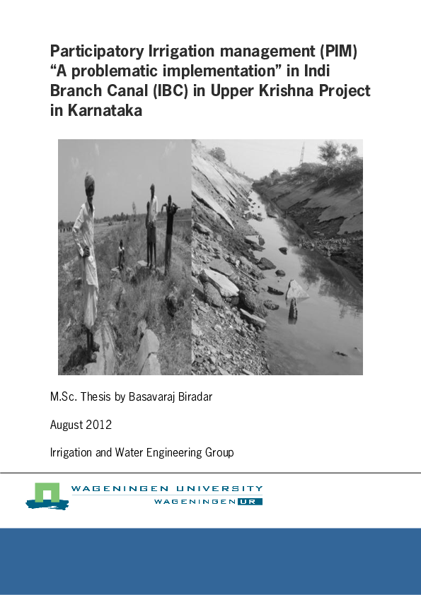 (PDF) Participatory Irrigation management (PIM) "A problematic ...