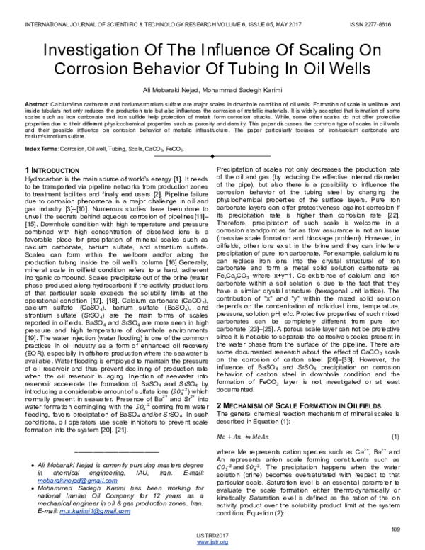 (PDF) Investigation Of The Influence Of Scaling On Corrosion Behavior ... (PDF) Investigation Of The Influence Of Scaling On Corrosion Behavior ...