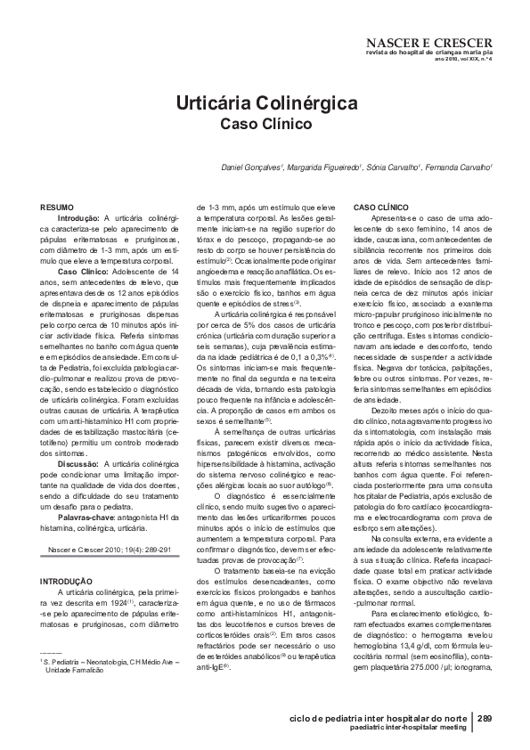 (PDF) Urticária Colinérgica: Caso Clínico
