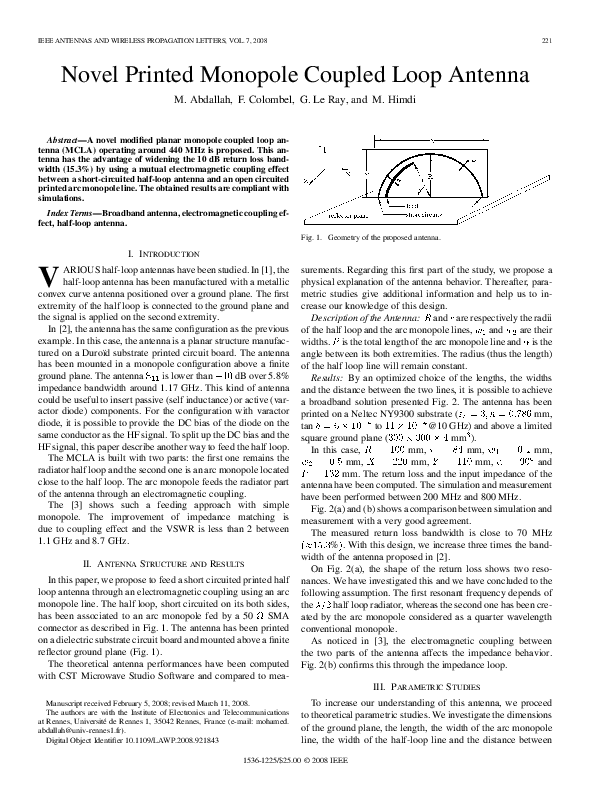 (PDF) Novel Printed Monopole Coupled Loop Antenna
