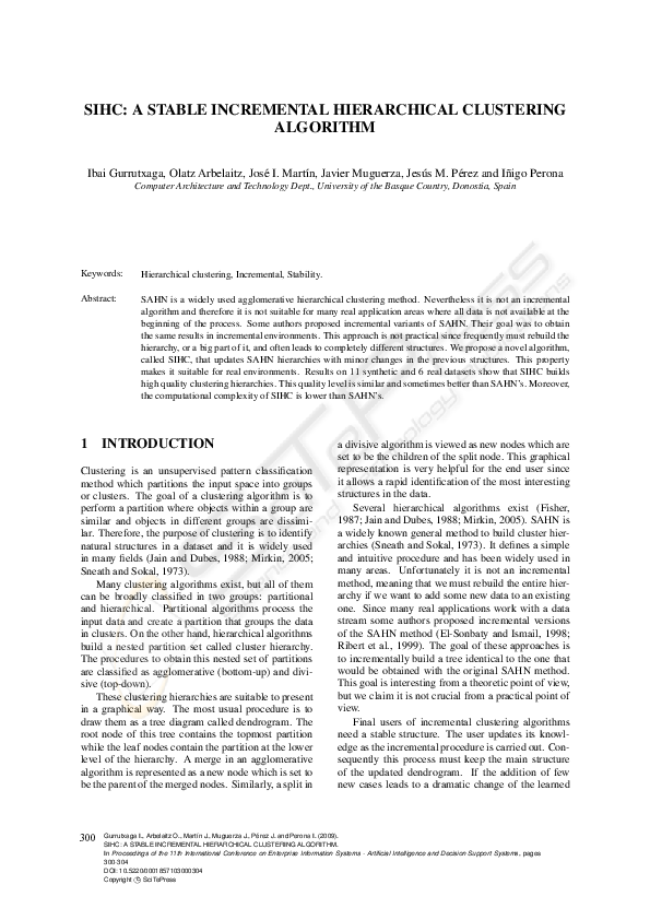 (PDF) Sihc: A Stable Incremental Hierarchical Clustering Algorithm