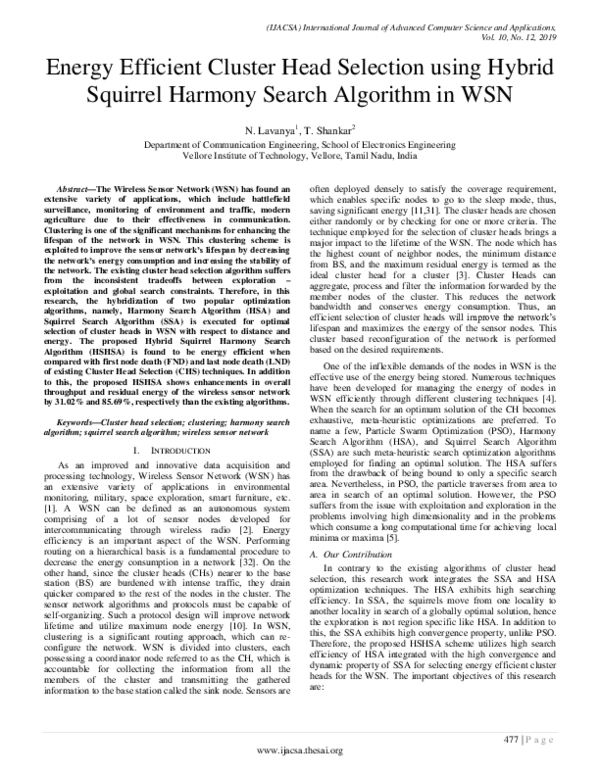 (PDF) Energy Efficient Cluster Head Selection using Hybrid Squirrel ...