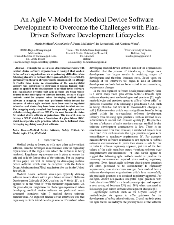 (PDF) An agile V-model for medical device software development to overcome the challenges with ...