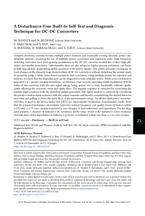 (PDF) A Disturbance-Free Built-In Self-Test and Diagnosis Technique for ...