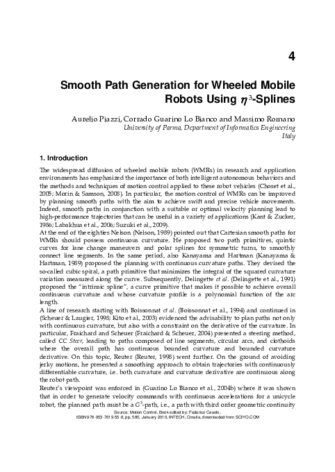 (PDF) Smooth Path Generation for Wheeled Mobile Robots Using η 3 -Splines