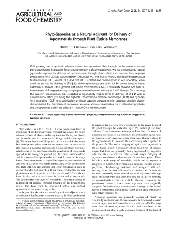 (PDF) Phyto-Saponins as a Natural Adjuvant for Delivery of ...