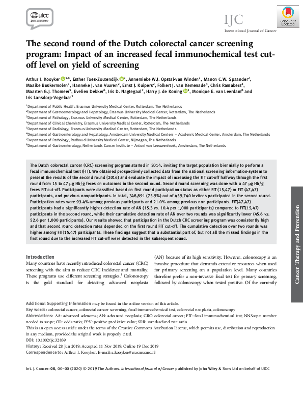 (PDF) The second round of the Dutch colorectal cancer screening program ...