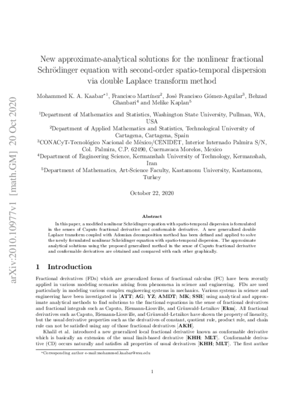 (PDF) Approximate Solutions for Nonlinear Fractional Schrödinger Equation