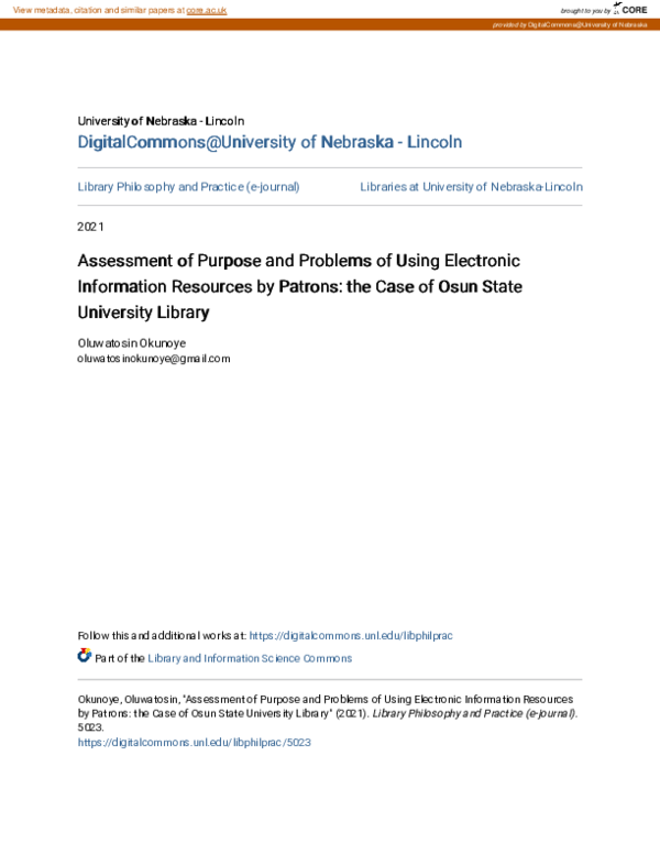 (PDF) Assessment of Purpose and Problems of Using Electronic ...