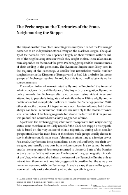 (PDF) The Pechenegs on the Territories of the States Neighbouring the ...