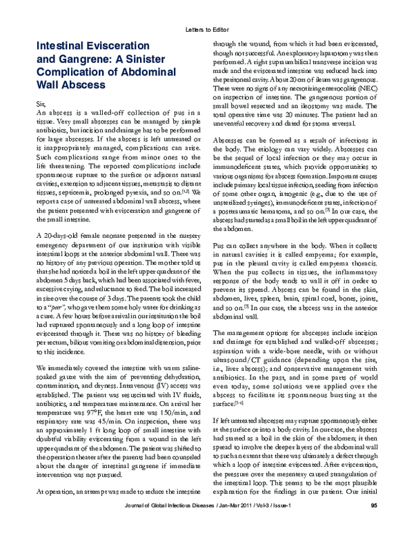 (PDF) Intestinal evisceration and gangrene: A sinister complication of ...