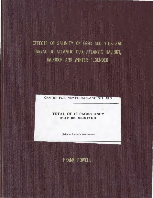 (PDF) Effects of salinity on eggs and yolk-sac larvae of Atlantic cod ...