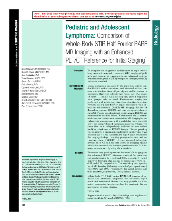 (PDF) Pediatric and Adolescent Lymphoma:Comparison of Whole-Body STIR ...