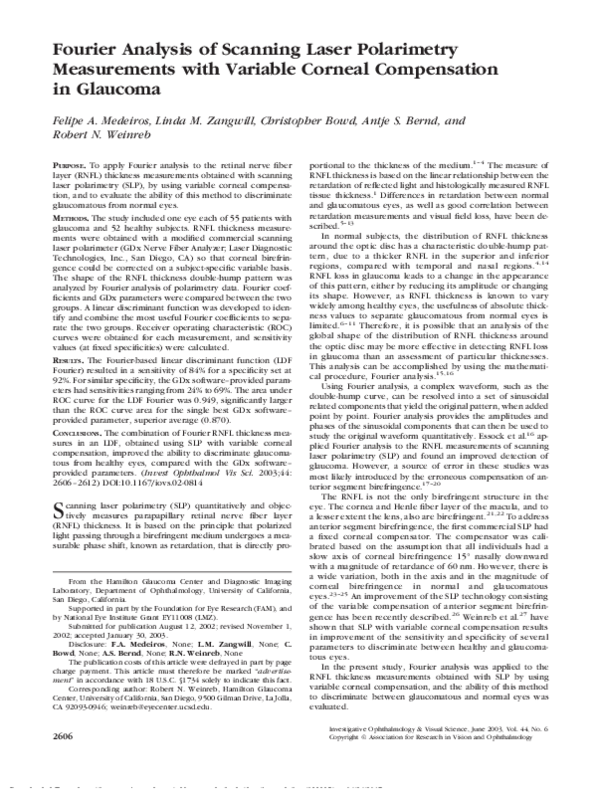 (PDF) Fourier Analysis of Scanning Laser Polarimetry Measurements with ...