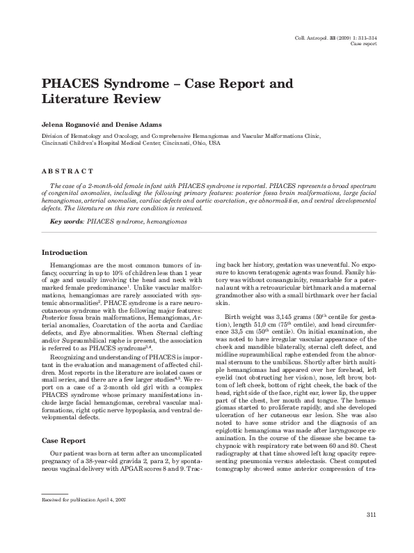 (PDF) PHACES syndrome--case report and literature review
