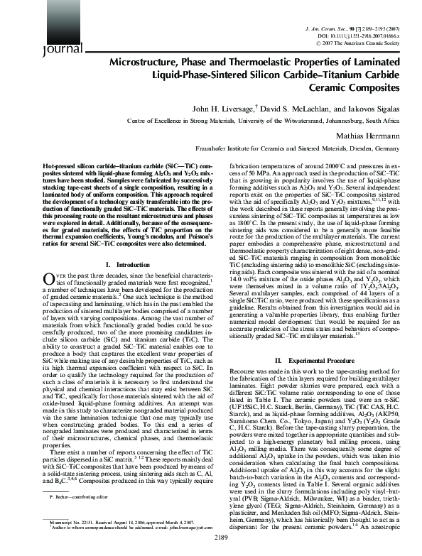 Pdf Microstructure Phase And Thermoelastic Properties Of Laminated Liquid Phase Sintered
