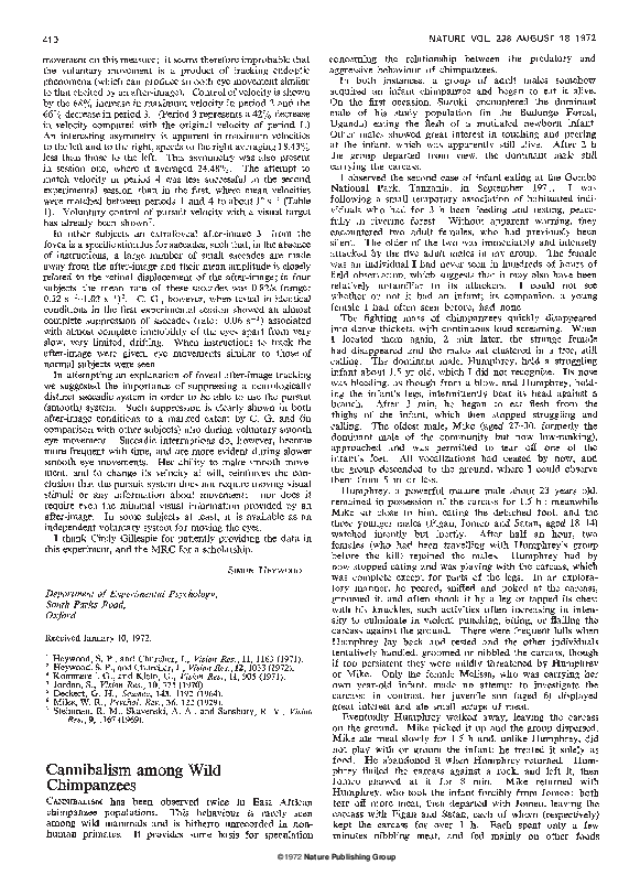 (PDF) Cannibalism among Wild Chimpanzees