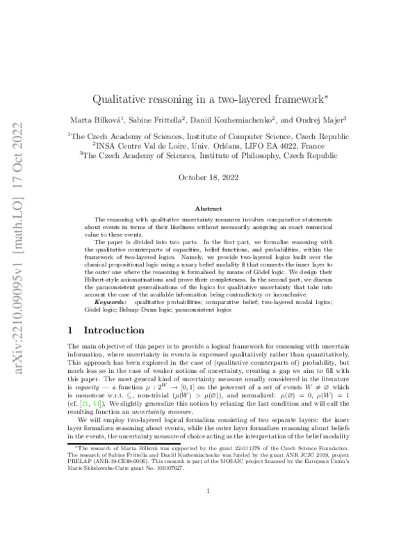 (PDF) Qualitative reasoning in a two-layered framework | Ondrej Majer - Academia.edu