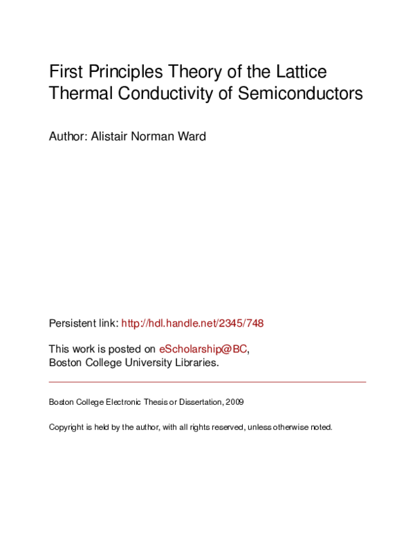 (PDF) First principles theory of the lattice thermal conductivity of semiconductors