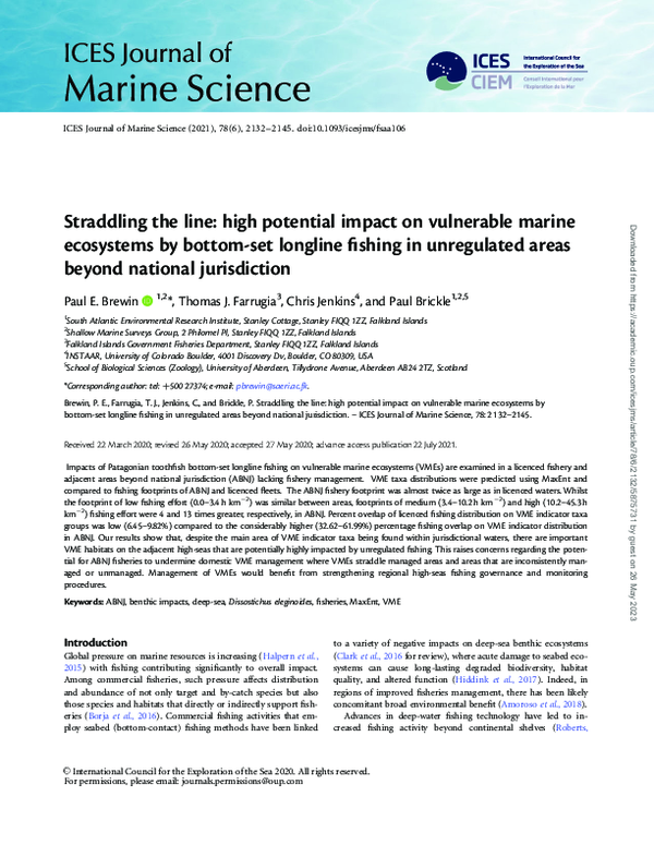 (PDF) Straddling the line: high potential impact on vulnerable marine ...
