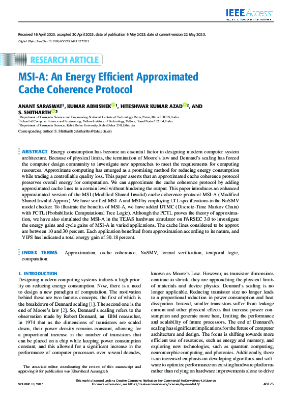 (PDF) MSI-A: An Energy Efficient Approximated Cache Coherence Protocol | Anant Saraswat ...