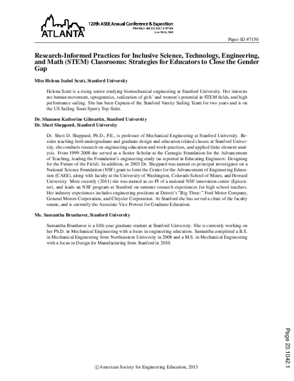 (PDF) Research-Informed Practices for Inclusive Science, Technology ...