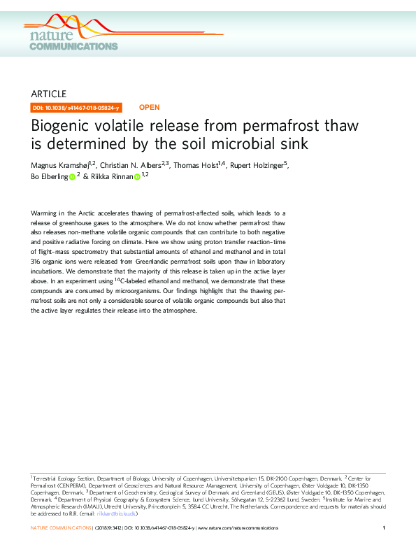 (PDF) Biogenic volatile release from permafrost thaw is determined by ...