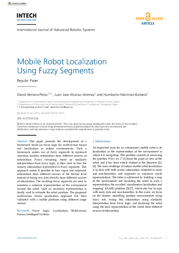 (PDF) Mobile Robot Localization Using Fuzzy Segments