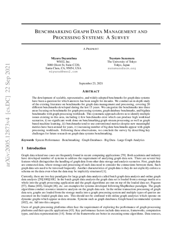 (PDF) Benchmarking Graph Data Management and Processing Systems: A Survey