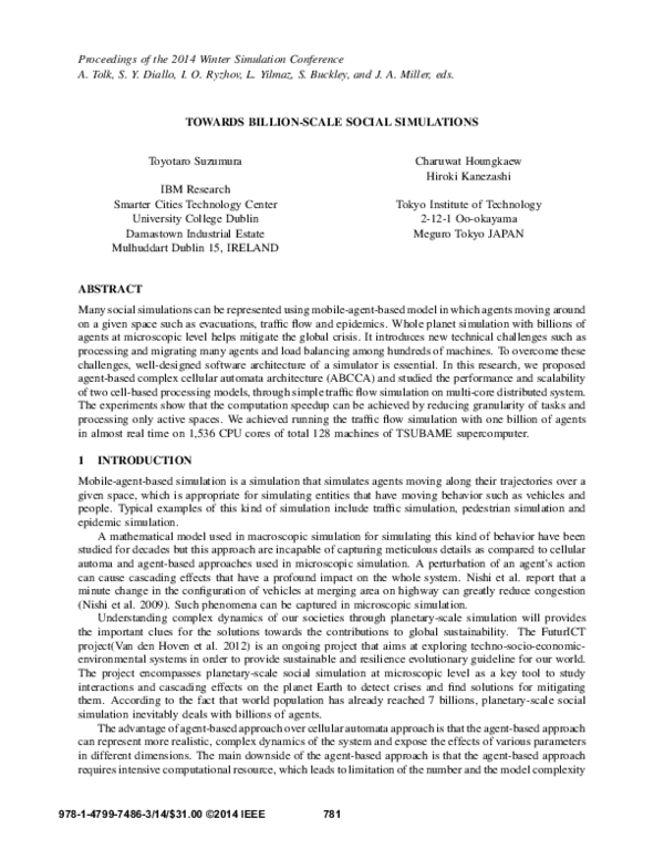 (PDF) Towards billion-scale social simulations