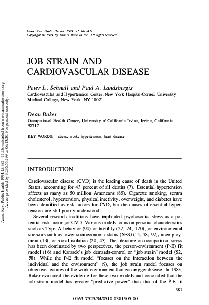 (PDF) Job Strain and Cardiovascular Disease