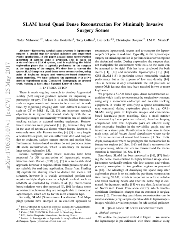 (PDF) SLAM based Quasi Dense Reconstruction For Minimally Invasive ...