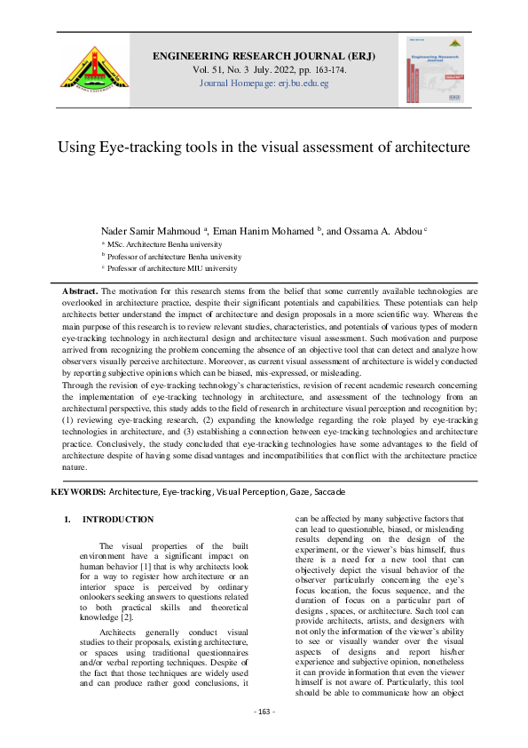 (PDF) Using Eye-tracking tools in the visual assessment of architecture