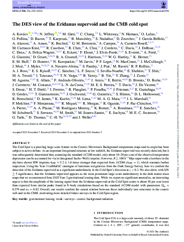 (PDF) The DES view of the Eridanus supervoid and the CMB cold spot